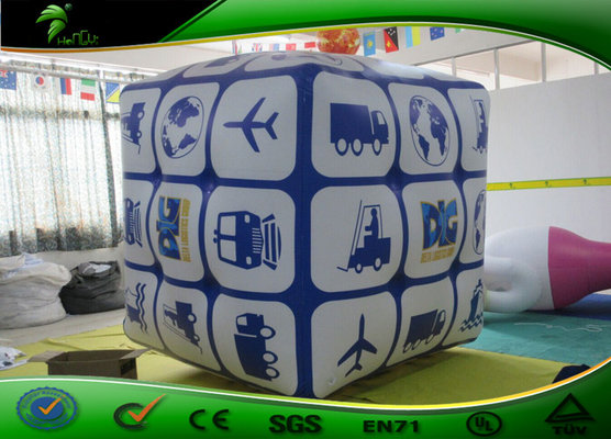 0.18mm  PVC Customized Inflatable Advertising Helium Cube Balloon , Inflatable Dice