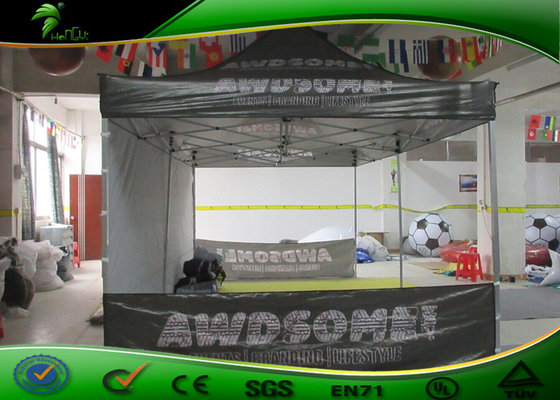 Portable Black Folding Canopy Tent / Oxford Cloth Large Event Tent With Side Panels
