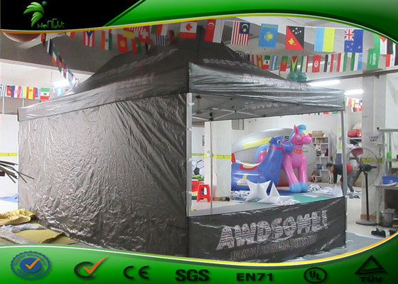 Portable Black Folding Canopy Tent / Oxford Cloth Large Event Tent With Side Panels