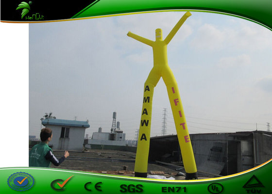 Outdoor Inflatable Air Dancing Man Advertising Yellow With Double Tubes