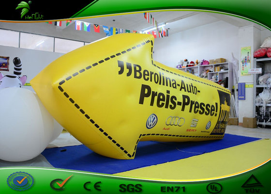 Inflatable Advertising Balloon / Yellow PVC Inflatable Flying Arrow / Inflatable Helium Arrows Shape For Advertising