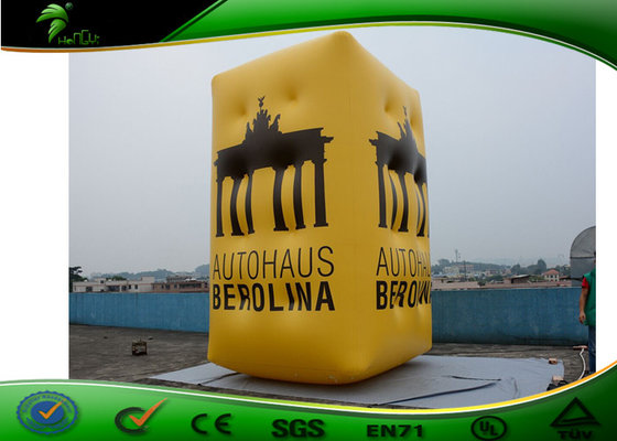 Yellow Inflatable Air Advertising Cuboid Air Banner Pillar EN71