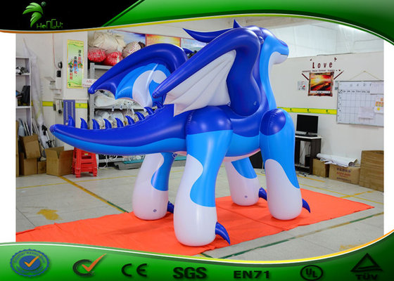Inflatable Cartoon Characters / 2 M High Giant Blue Inflatable Dragon Toy / Cool Inflatable Dragon Animal For Event