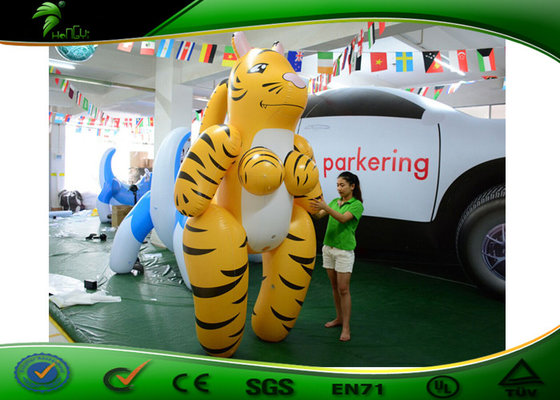 Yellow Inflatable Cartoon Characters Lovely Giant Inflatable Tiger For Man