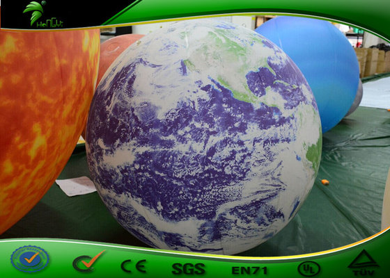Durable Inflatable Lighting Decoration , PVC Inflatable Earth LED Balloon Decoration
