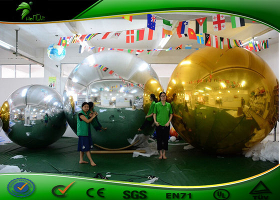Giant Inflatable Golden Mirror Advertising Balloon , Durable silver Reflective Balloon For Decoration / Party / Event