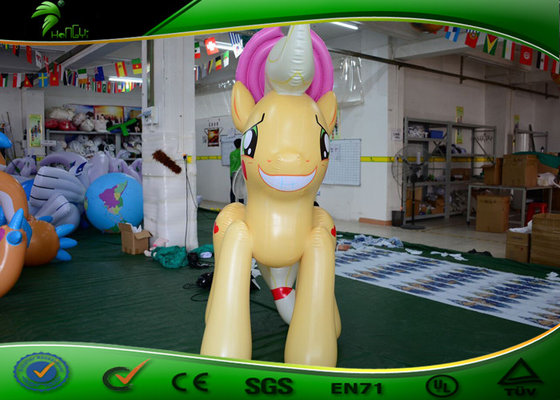 Inflatable Cartoon Characters , PVC Yellow Lovely Inflatable Horse Toy / Inflatable Animal For Kids