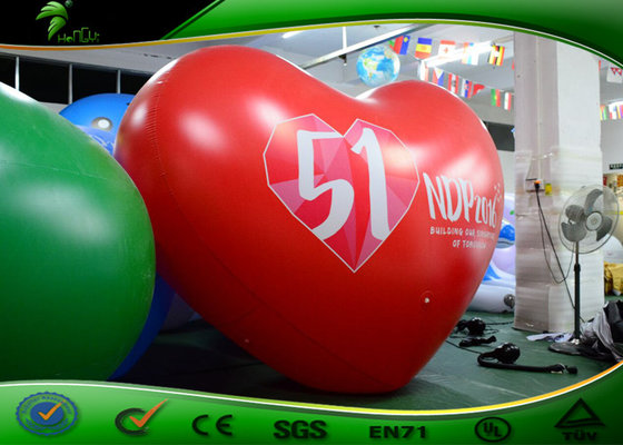 Customized Valentine Inflatable Heart Helium Balloon / Colorful Inflatable Red Flying Ball For Advertising / Event