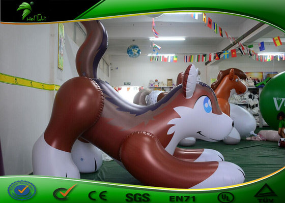 2.5m Brown Inflatable Husky Dog Cartoon Characters 0.4mm PVC Inflatable Animal Dog