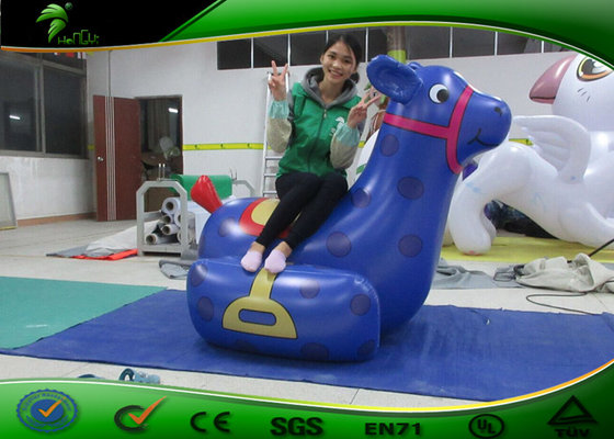 Cartoon Characters Small PVC Inflatable Blue Horse 1m Inflatable Jumping Horse Toy