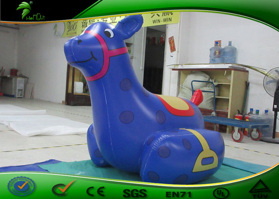 Cartoon Characters Small PVC Inflatable Blue Horse 1m Inflatable Jumping Horse Toy