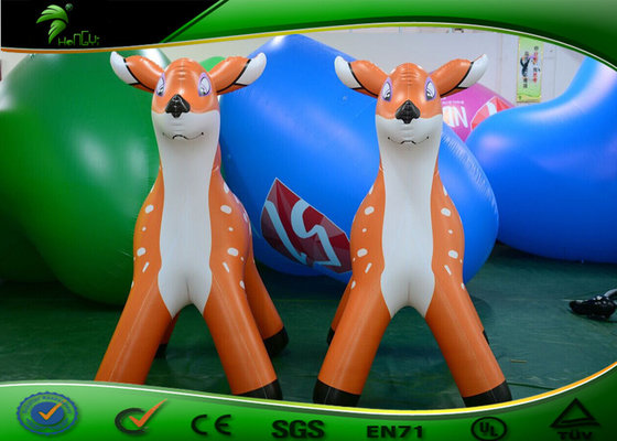 Naughty Standing PVC Inflatable Cartoon Characters Brown Deer Balloon Durability