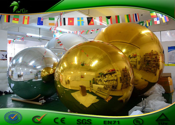 Floating Inflatable Gold / Silver Mirror Ball 0.6mm Strong PVC Lightweight