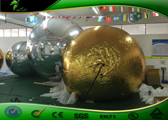 Floating Inflatable Gold / Silver Mirror Ball 0.6mm Strong PVC Lightweight