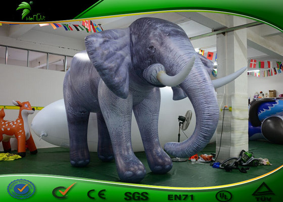 Pretty Custom Grey PVC 0.4 Inflatable Cartoon Characters 3.5m Elephant Animal