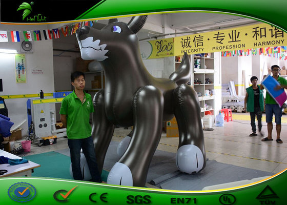 PVC Giant Inflatable Cartoon Characters 3m Tall Inflatable Black Husky For Exhibition