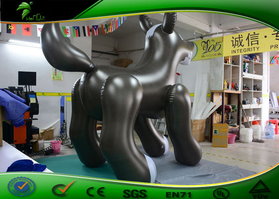 PVC Giant Inflatable Cartoon Characters 3m Tall Inflatable Black Husky For Exhibition