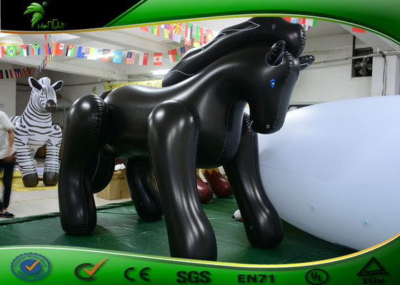 PVC 0.4mm Black Inflatable Horse Animal , Inflatable Black Horse For Decoration