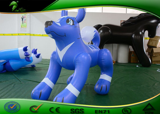 Advertising 2m Tall Inflatable Cartoon Characters Standing Blue Inflatable Dog