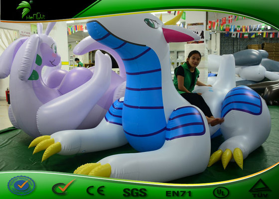 Giant Amazing Custom Design Cartoon Inflatable White / Blue Flying Dragon Animal