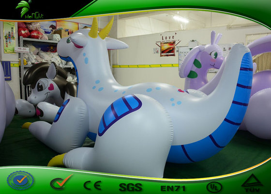Giant Amazing Custom Design Cartoon Inflatable White / Blue Flying Dragon Animal