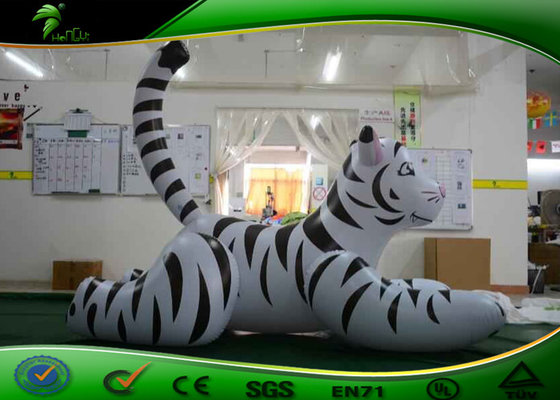 3.5m Long PVC Inflatable Tiger , Lying Posture White Inflatable Animal For Party
