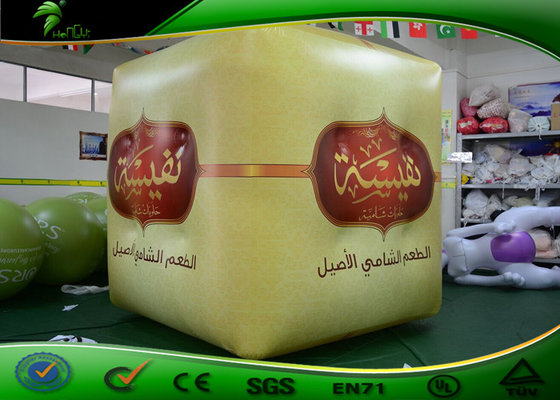 Fantastic Printing On Ground Cube Inflatable Helium Balloon Flying / Hanging