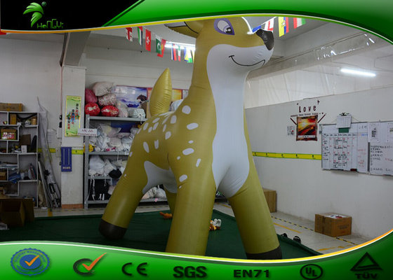 Lovely PVC 0.4mm Advertising Inflatable Animals Giant Yellow Inflatable Deer 3m Tall