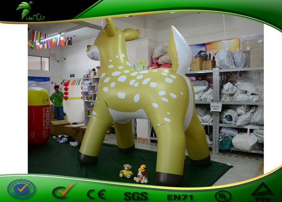 Lovely PVC 0.4mm Advertising Inflatable Animals Giant Yellow Inflatable Deer 3m Tall
