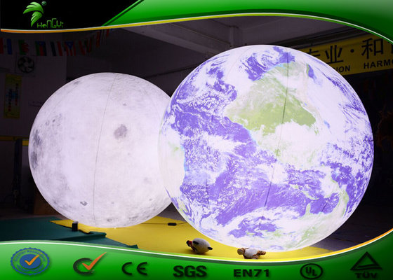 Custom Planet Shaped Inflatable Advertising Balloons With LED Lighting 0.18mm PVC