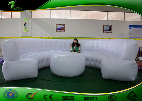Popular Durable Bounce Inflatable Bar Sofa , 4m Long White Inflatable Sofa For Events