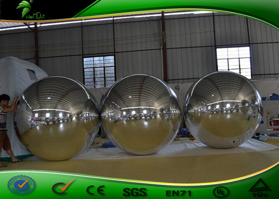 PVC 0.6MM Party Inflatable Balloon Stage Silver Mirror Ball / Reflection Mirror Ball