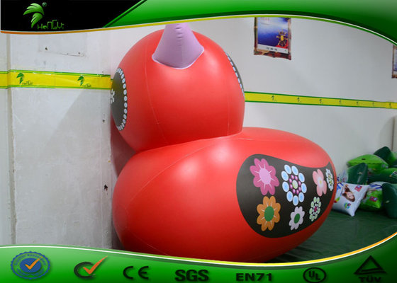 Customized PVC Inflatable Cartoon Characters Inflatable Red Duck For Pool