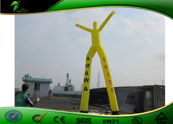 Yellow Double Oxford Cloth Air Dancer , 2 Legs Inflatable Sky Dancer Wind Man