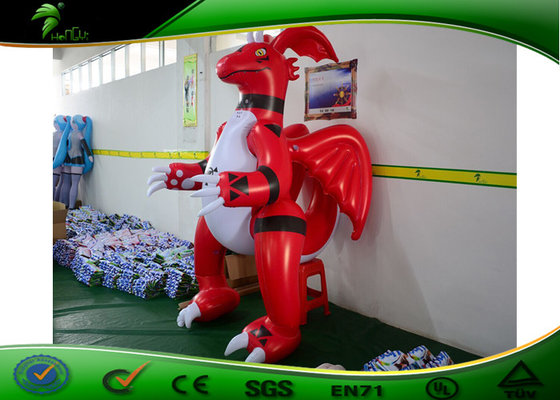 2.5M High Red Dragon Animal Inflatable Cartoon Characters PVC 0.44mm Material