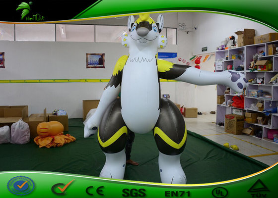 UV Printing 2.5M Inflatable Cartoon Characters Standing Wolf Animal For Promotion