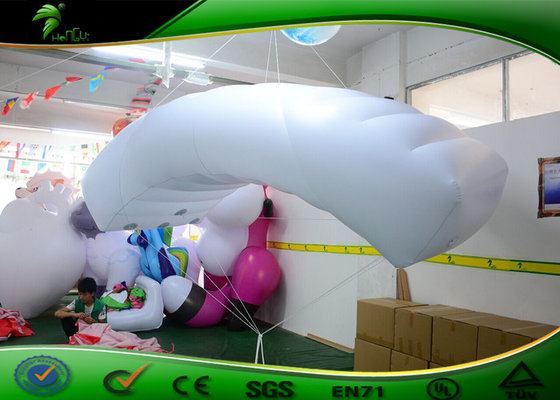 3M PVC 0.18 Inflatable Air Dancers White Parachute Shapes Model For Advertising