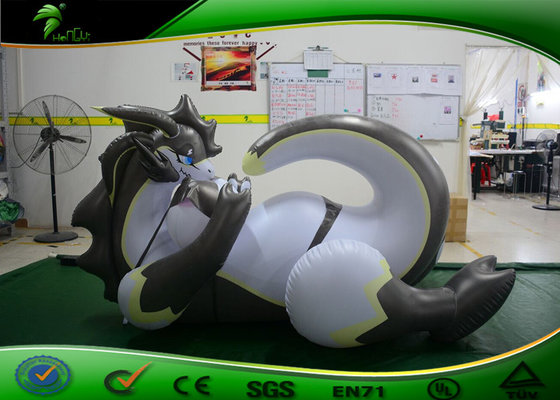 PVC 2.5M high Inflatable Cartoon Characters Grey Sex Dragon With SPH Hole