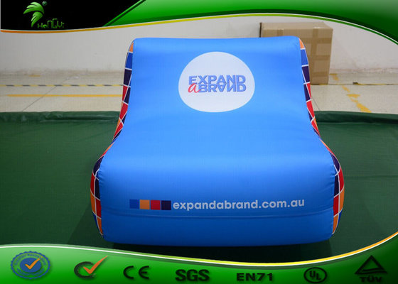 Waterproof Blue Inflatable Sofa Brand Printed PVC Model Inflatable Sofa Chair