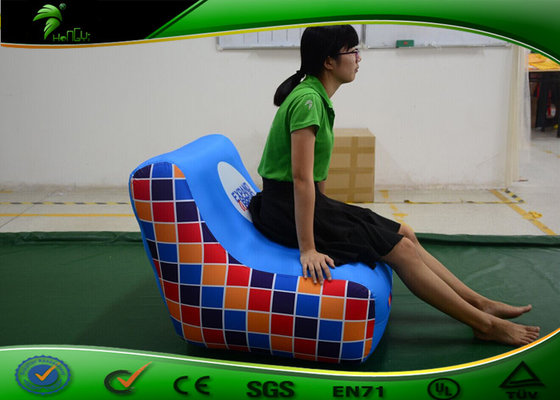Waterproof Blue Inflatable Sofa Brand Printed PVC Model Inflatable Sofa Chair