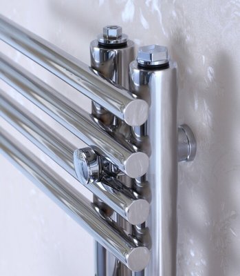 300mm Wide Wall Mounted Heated Towel Radiator , Brushed Stainless Steel Towel Rail