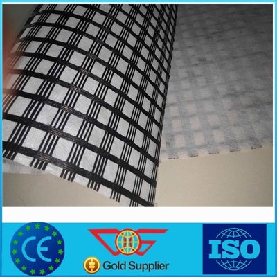 High Tensile Fiberglass Geogrid Composite Geotextile With Glu , Width 1 - 5.8m