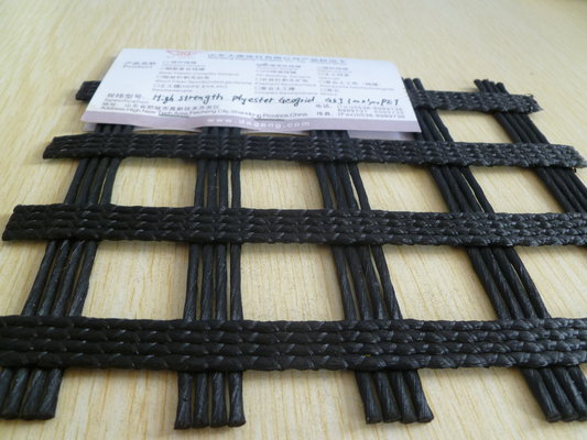 PVC Coating Warp Knitted Geosynthetic Materials , Polyester Pavement Reinforcement Geogrid
