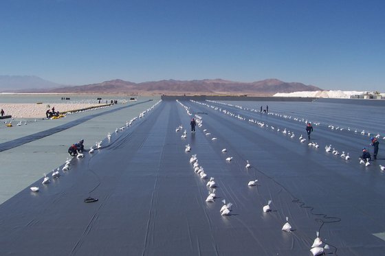 High Strength Industrial Geomembrane 40 Mil Pond Liner Black / White Color