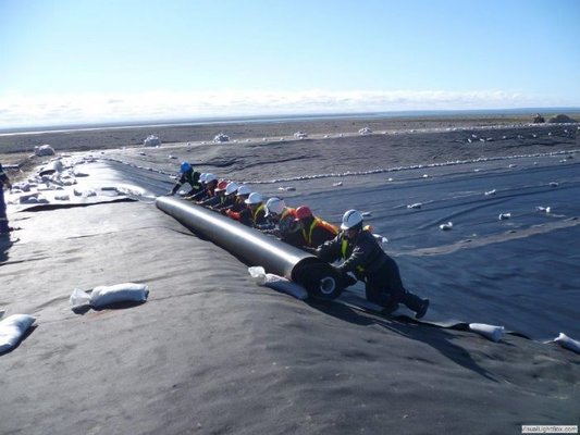 High Strength Industrial Geomembrane 40 Mil Pond Liner Black / White Color