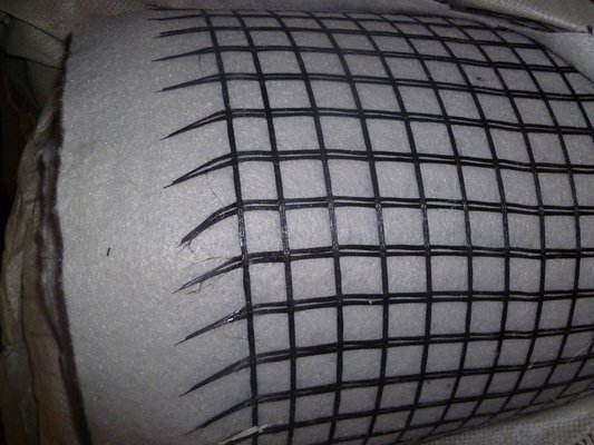 Geocomposite PET / Fiberglass Geogrid Ascension With Geotextile Composite Geogrid