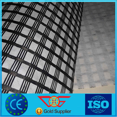 Pvc Coated Polyester / PET Biaxial Geogrid Composite With Non - Woven Geofabric