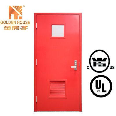 WHI FM steel hollow metal fire rated proof single door with frame vision 2, 6 panel
