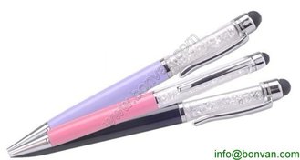 China new fashion design crystal diamond golden finish custom logo metal pen supplier
