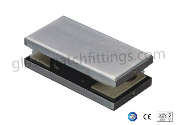 Double Connector Glass Door Fittings SSS Finish 2 Holes Design For Glass To Wall